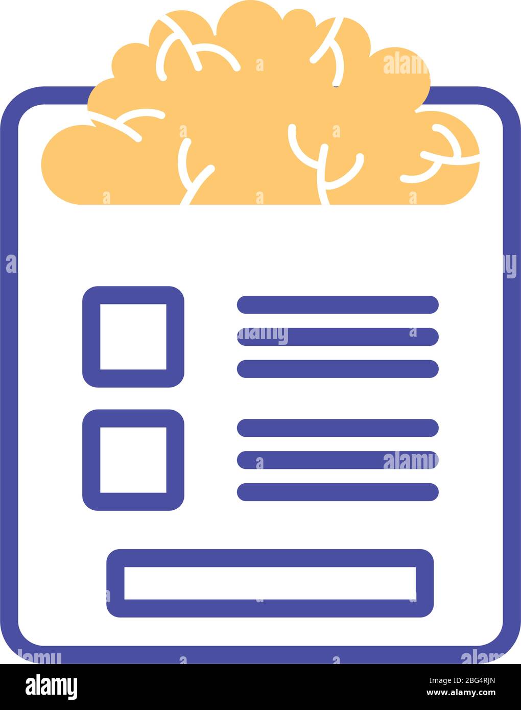 brain with document mental health line style icon Stock Vector Image ...