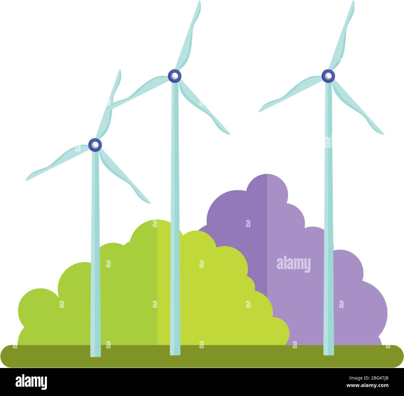 eco friendly energy renewable windmills bushes isolated icon design ...