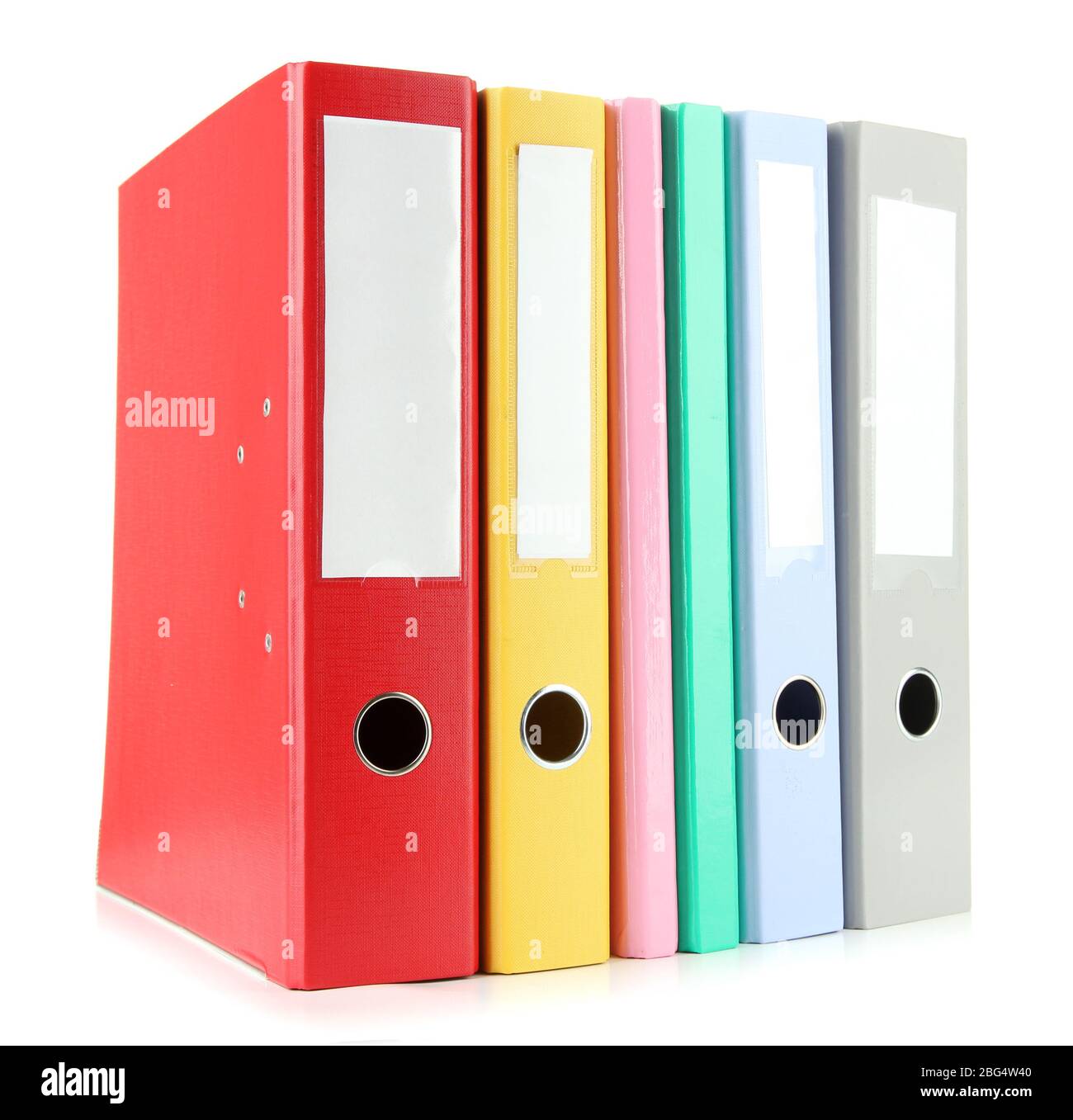 Bright office folders isolated on white Stock Photo - Alamy