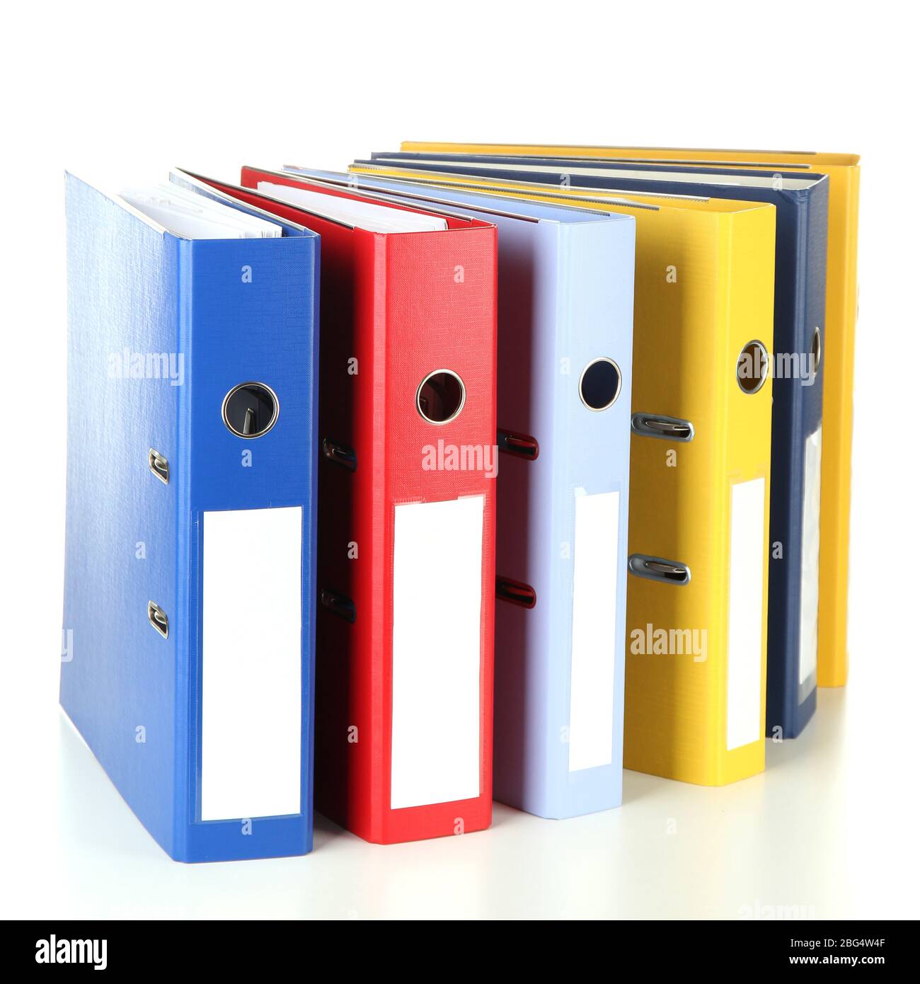 Bright office folders isolated on white Stock Photo - Alamy