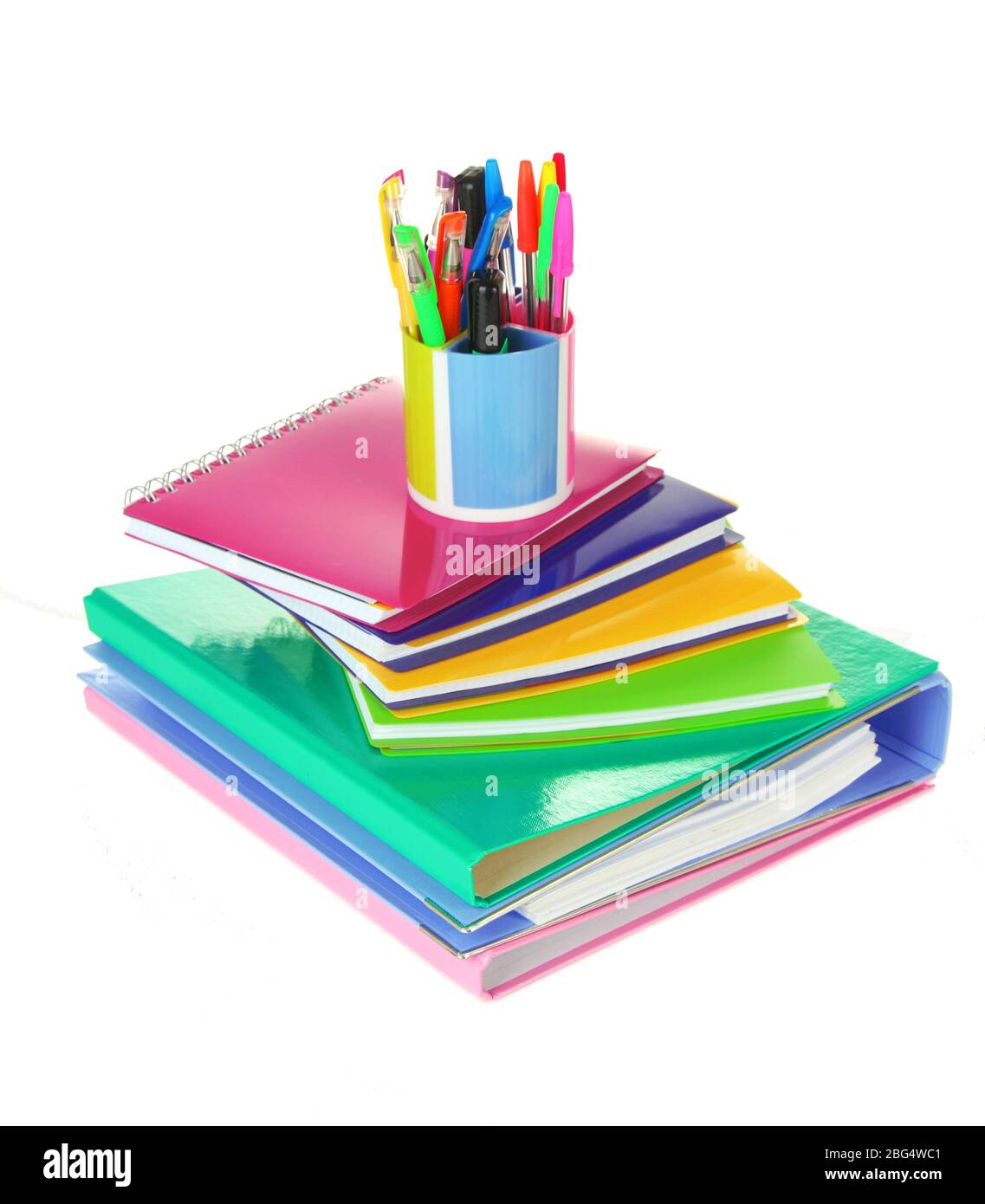 Bright different stationery isolated on white Stock Photo - Alamy