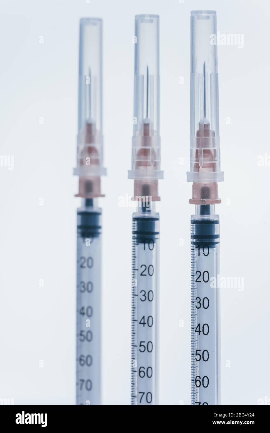 Medicine, Injection, vaccine and disposable syringe isolated, drug ...