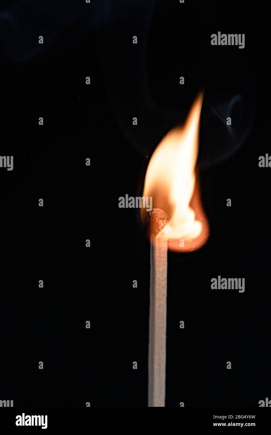 ignition and burning match stick Stock Photo - Alamy