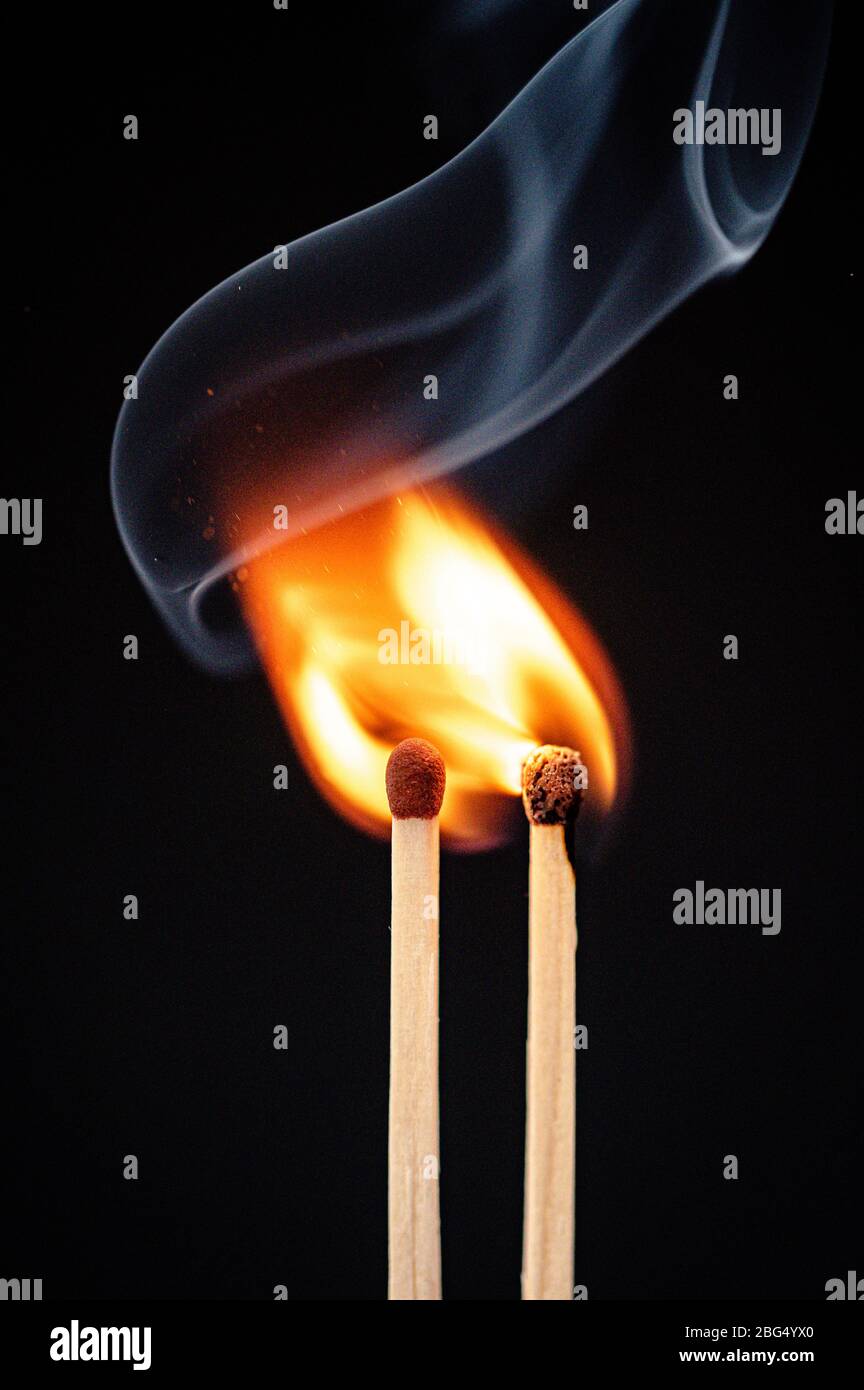Ignition and burning match stick Stock Photo - Alamy
