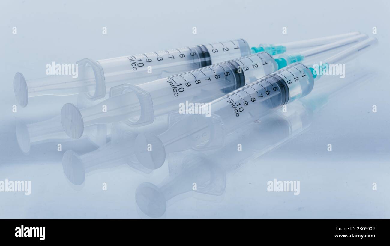 Medicine, Injection, vaccine and disposable syringe isolated, drug ...