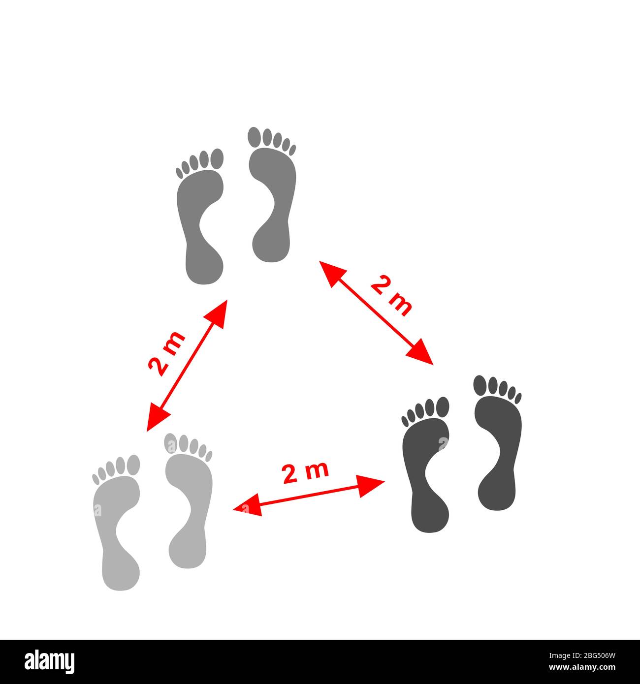 Keep your distance, footprints in one illustration Stock Photo - Alamy