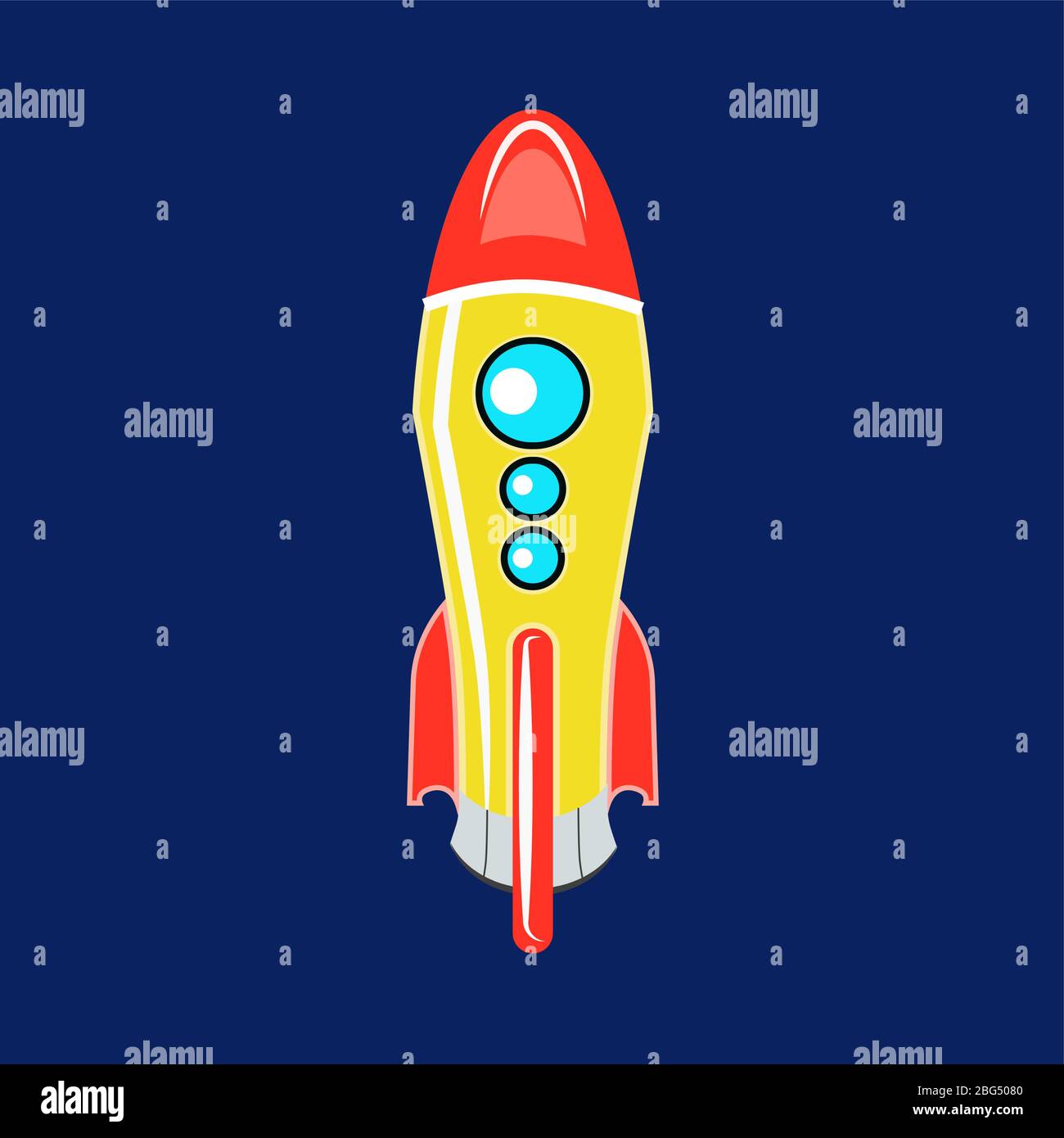 Yellow spaceship, illustration, vector on white background Stock Vector ...