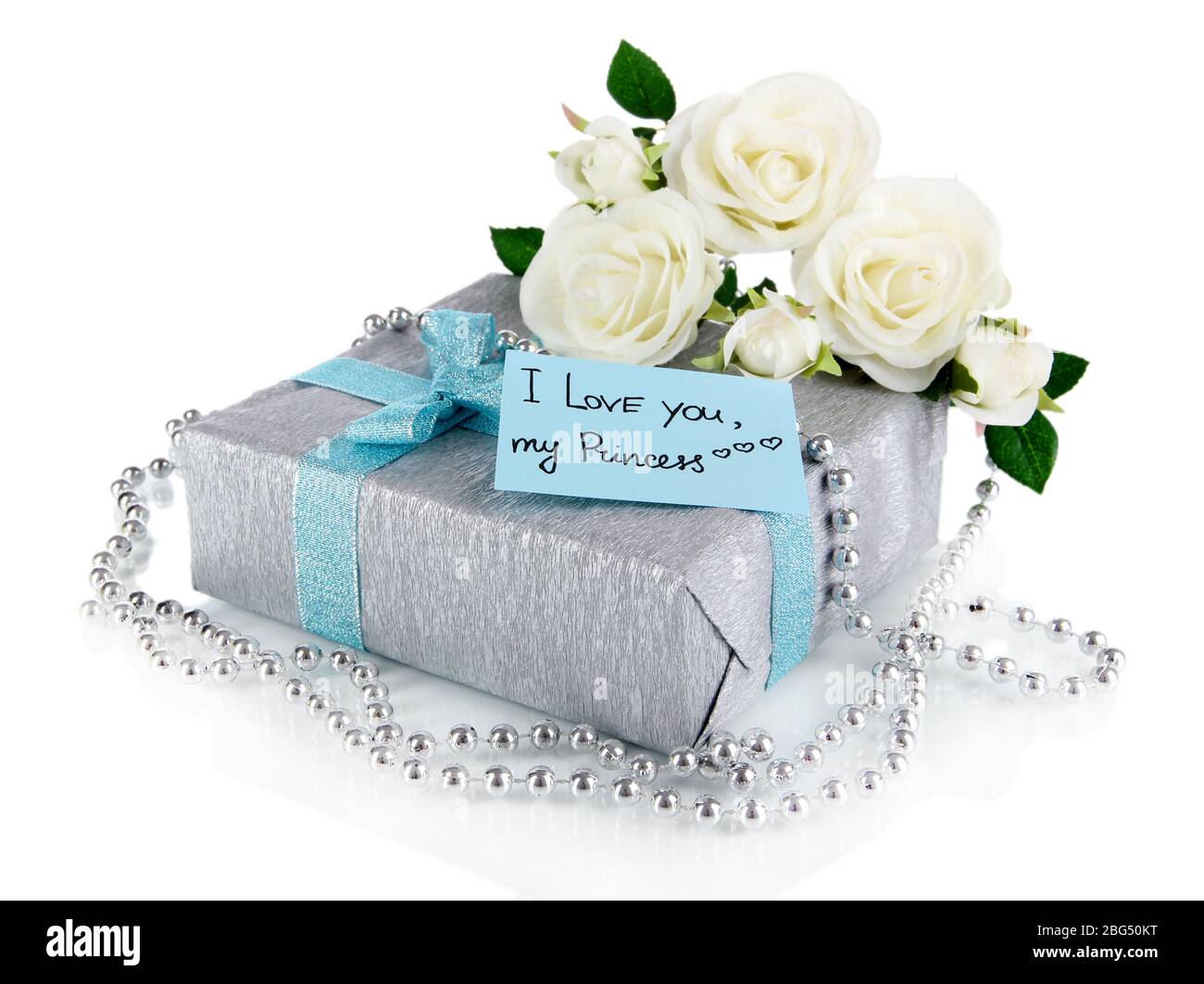 Romantic parcel isolated on white Stock Photo - Alamy