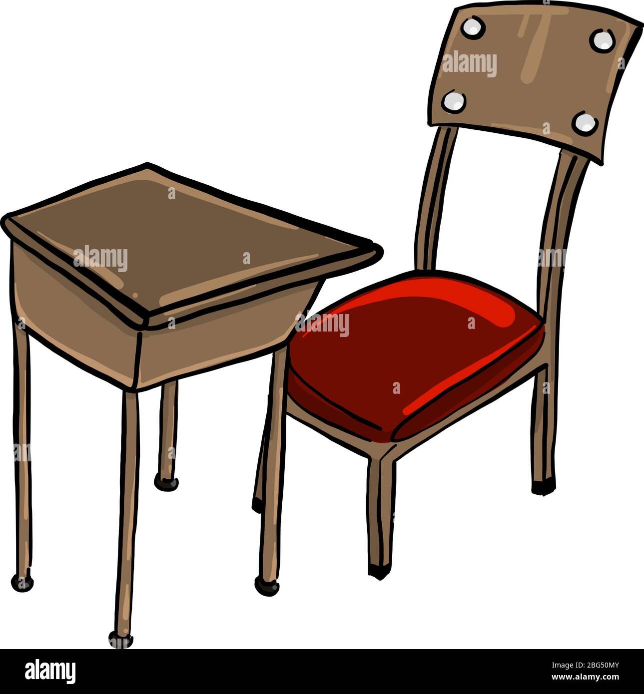 Chair and table, illustration, vector on white background Stock Vector ...