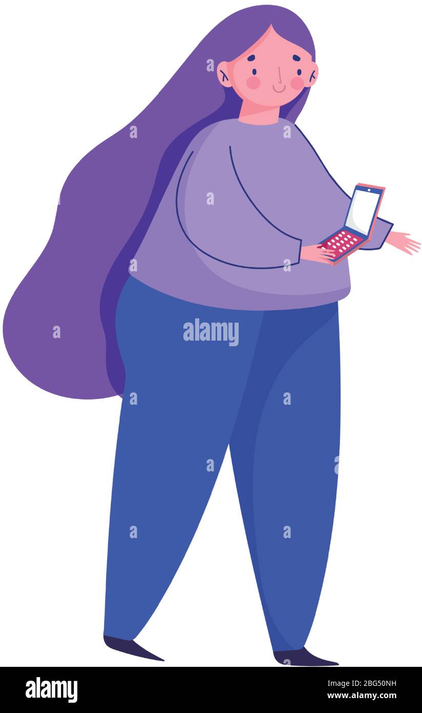 woman using smartphone device technology isolated icon vector ...