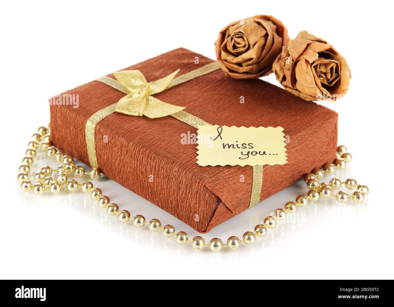 Romantic parcel isolated on white Stock Photo - Alamy
