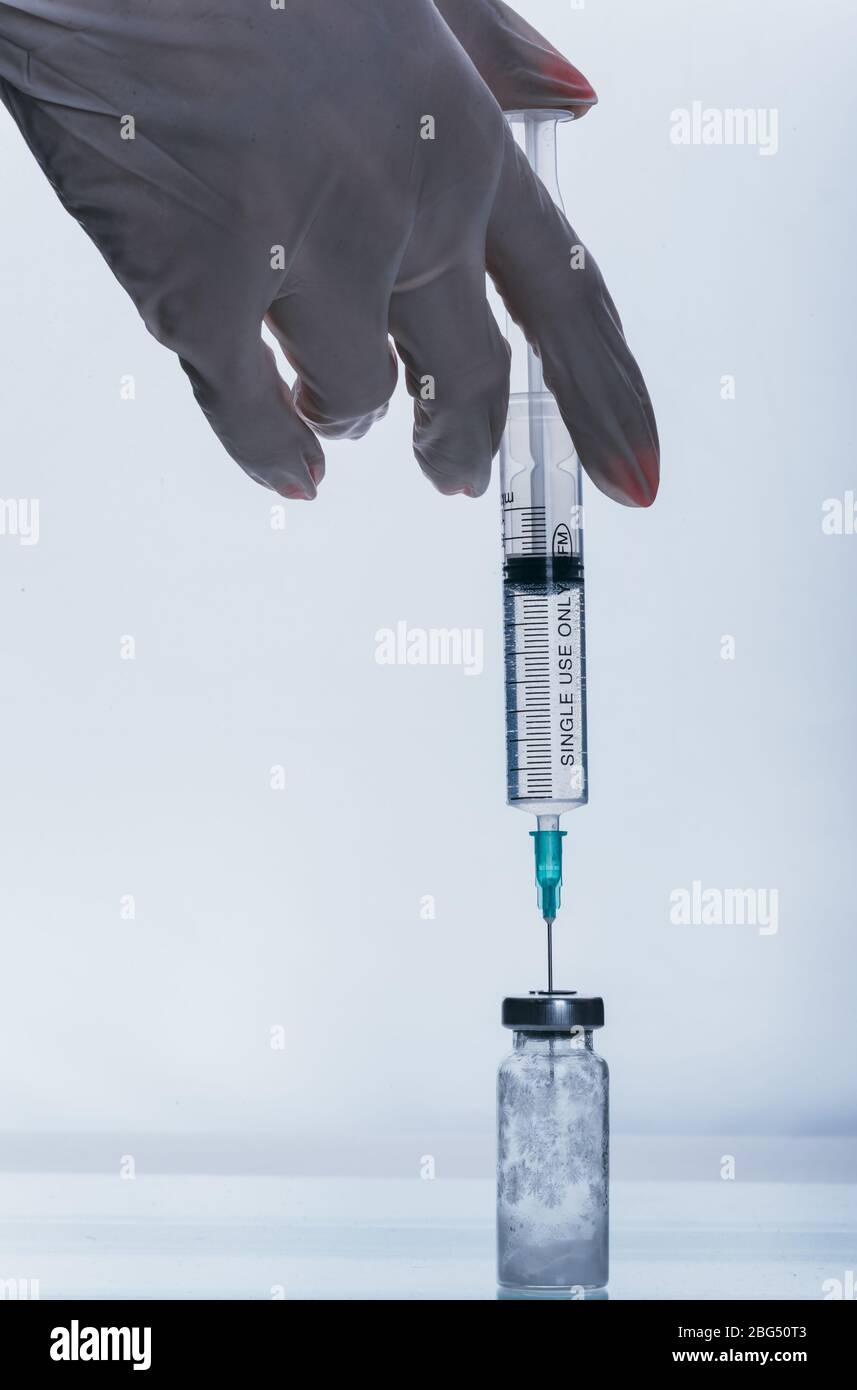 Medicine, Injection, vaccine and disposable syringe, drug concept ...