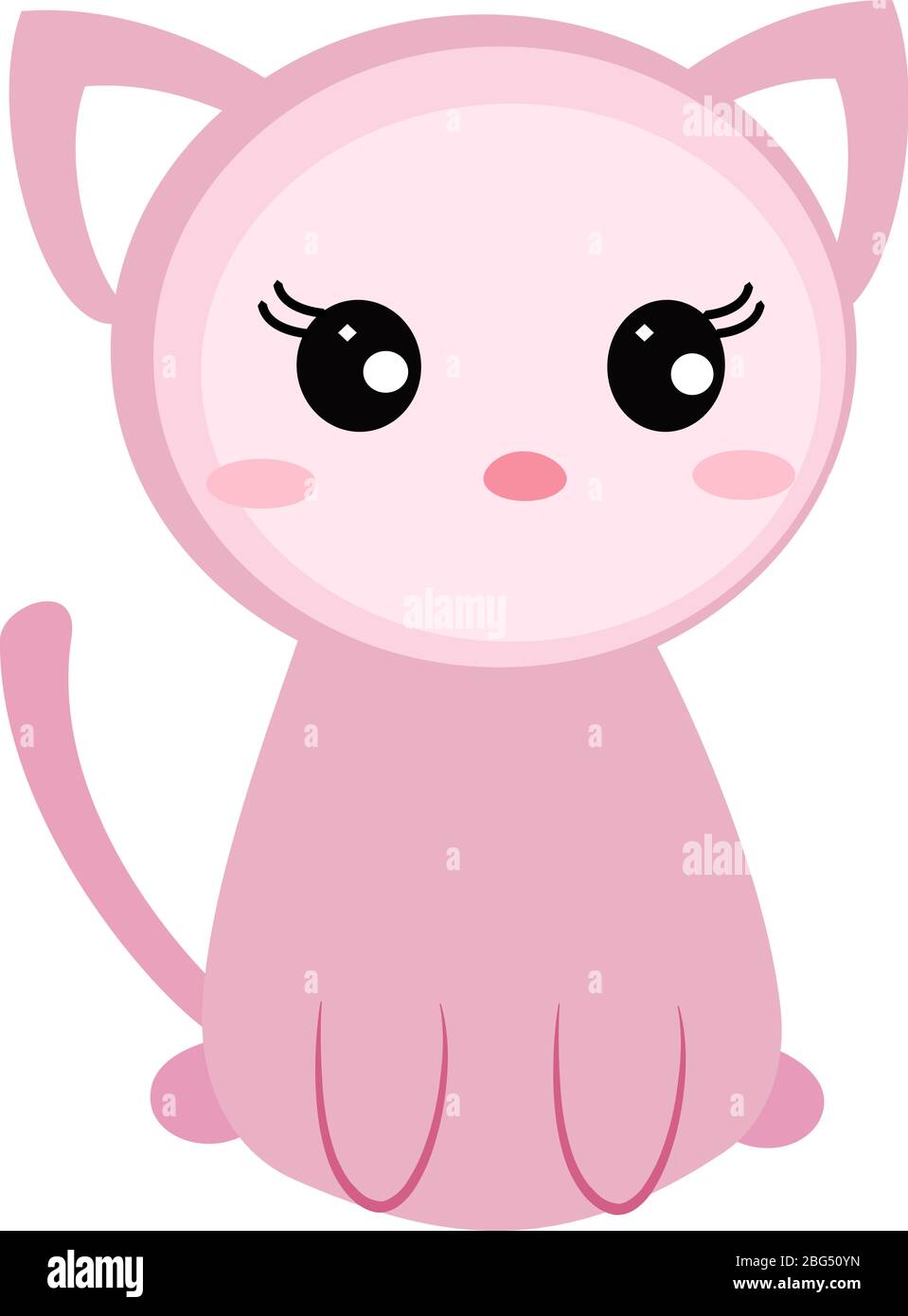 Pink cat, illustration, vector on white background Stock Vector Image ...