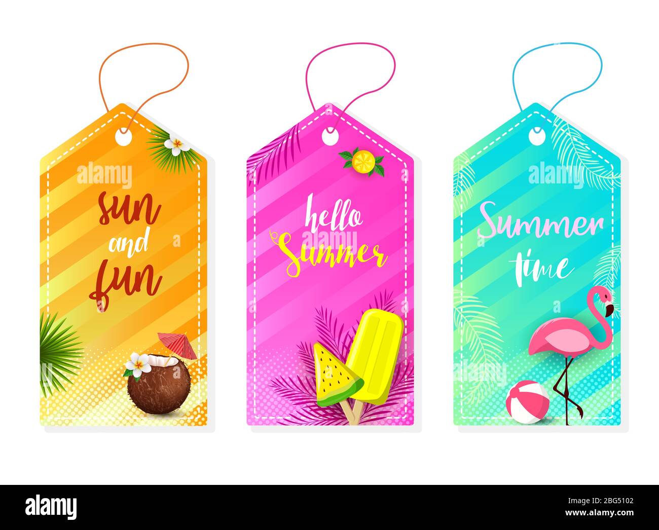 Summer set of sale and gift labels, tags with fun elements, hand drawn ...