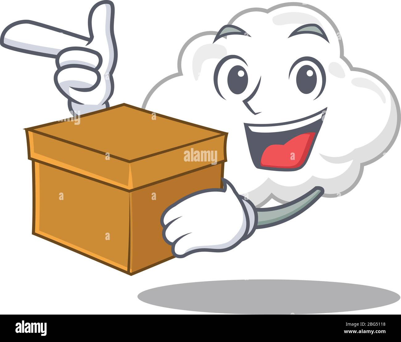 An picture of white cloud cartoon design concept holding a box Stock ...