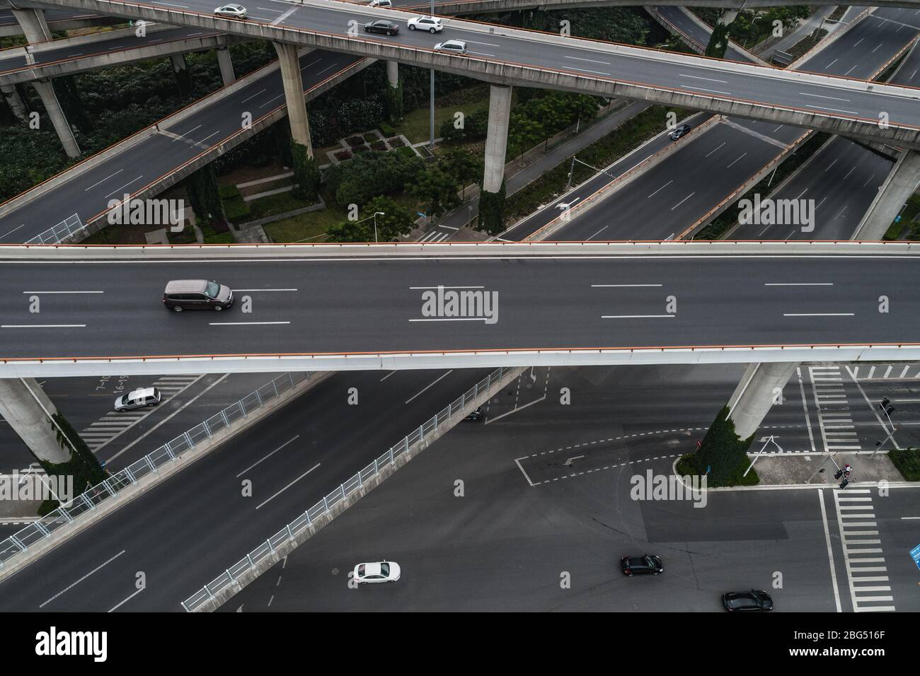 Aerial view of highway and overpass Stock Photo - Alamy