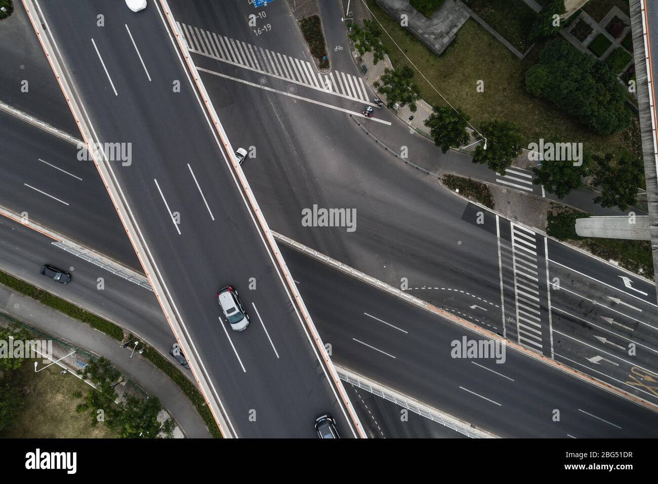 Aerial view of highway and overpass Stock Photo - Alamy