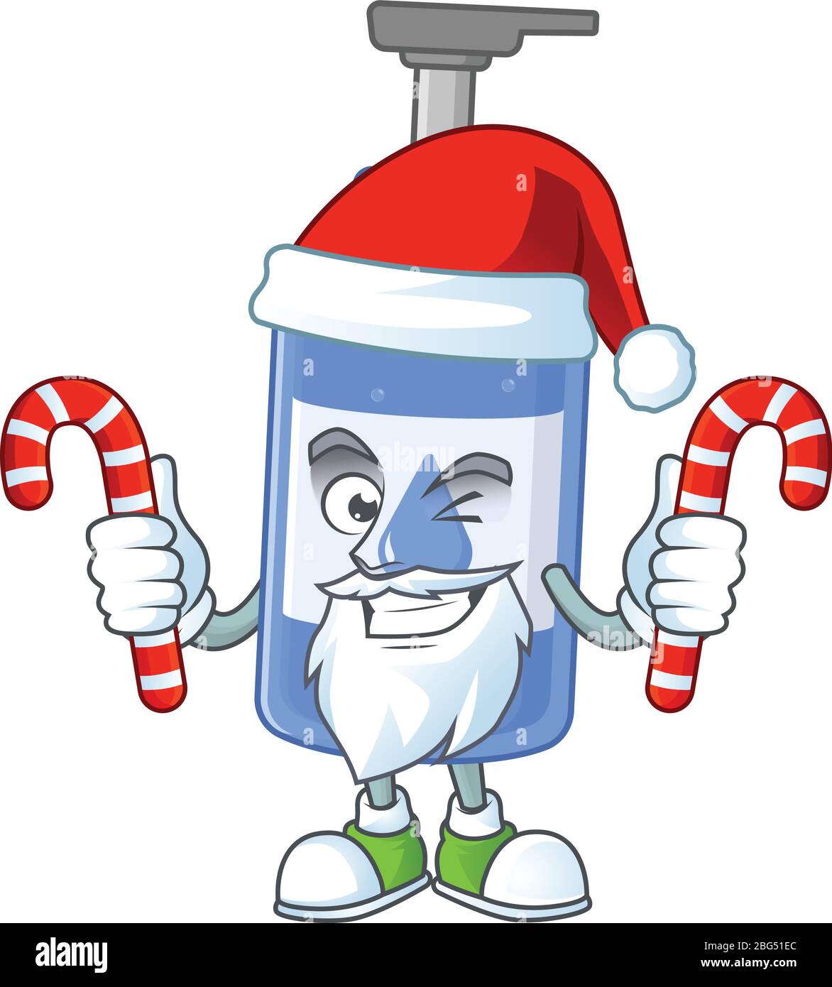 Handsanitizer humble Santa Cartoon character having candies Stock ...