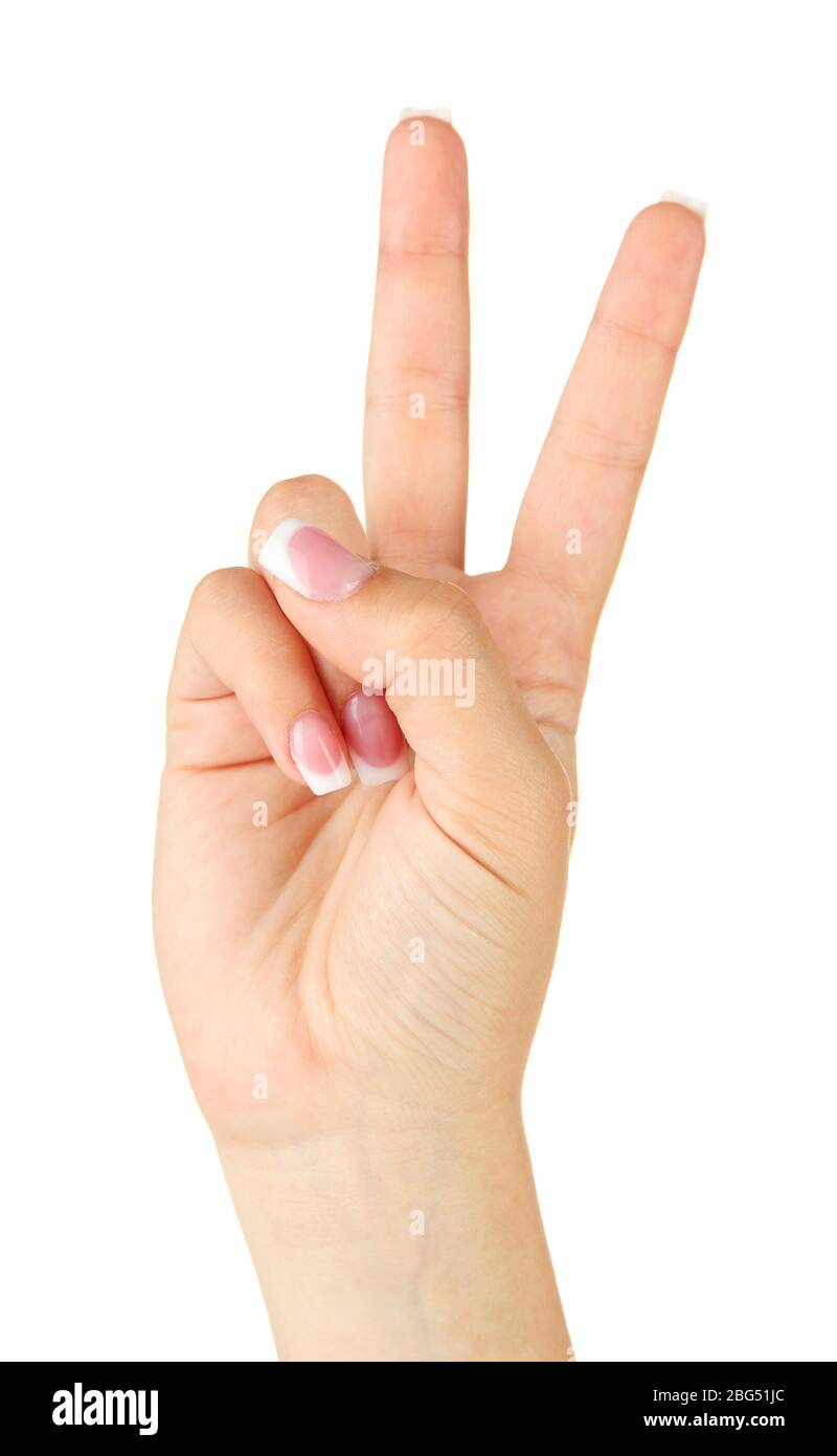Finger Spelling the Alphabet in American Sign Language (ASL). Letter V ...