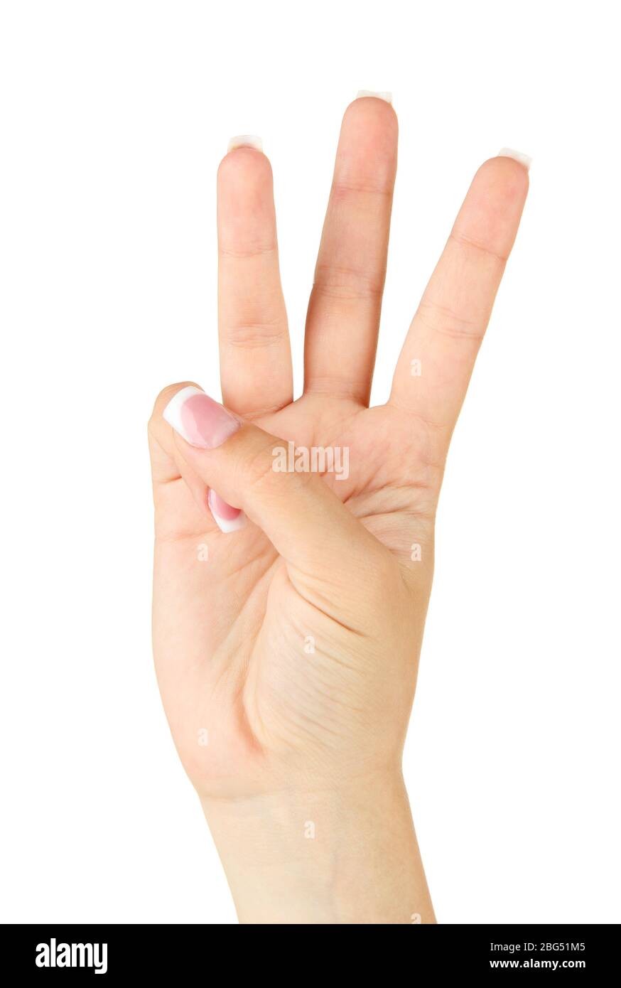 Finger Spelling the Alphabet in American Sign Language (ASL). Letter W ...