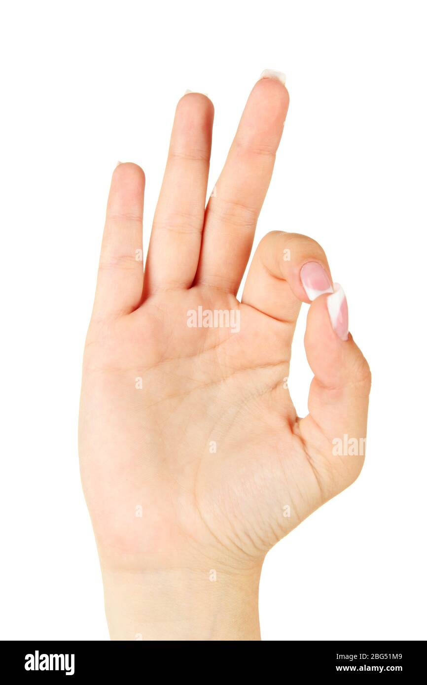 Finger Spelling the Alphabet in American Sign Language (ASL). Letter F ...
