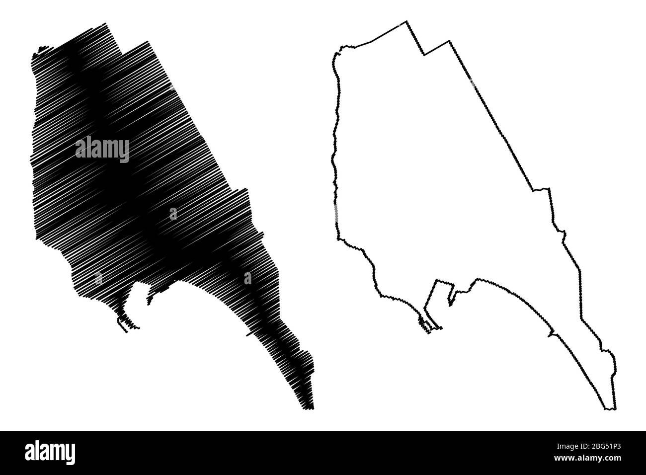 Durres City (Republic of Albania) map vector illustration, scribble ...