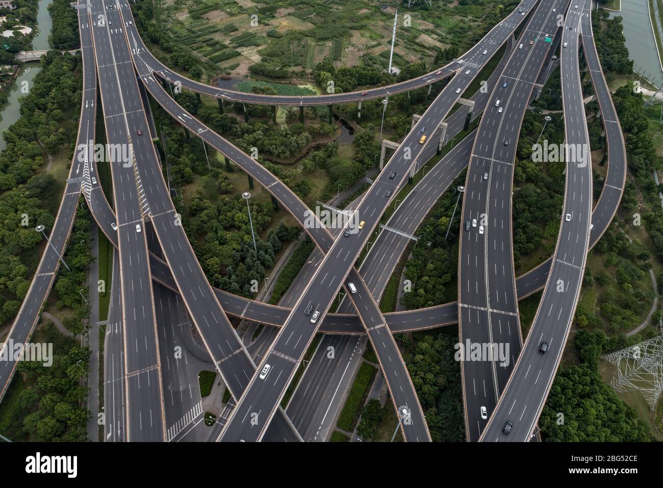Aerial view of highway and overpass Stock Photo - Alamy