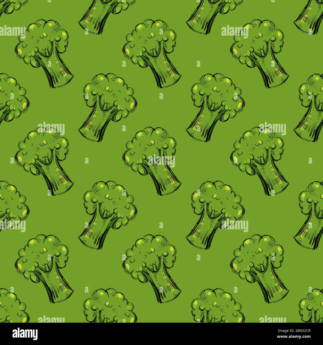 Broccoli pattern, illustration, vector on white background Stock Vector ...