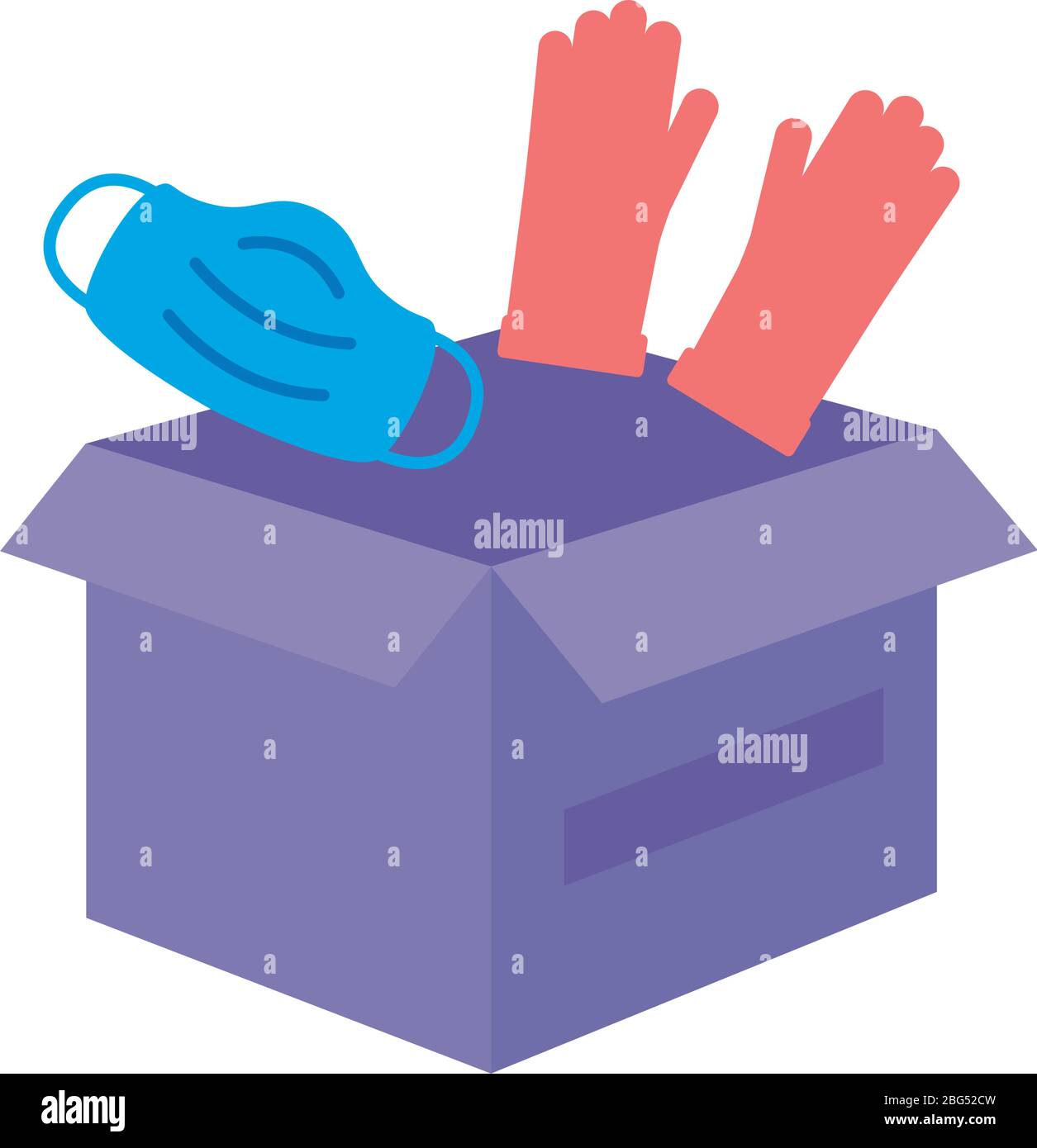 donations urn with gloves and face mask solidarity flat style Stock ...