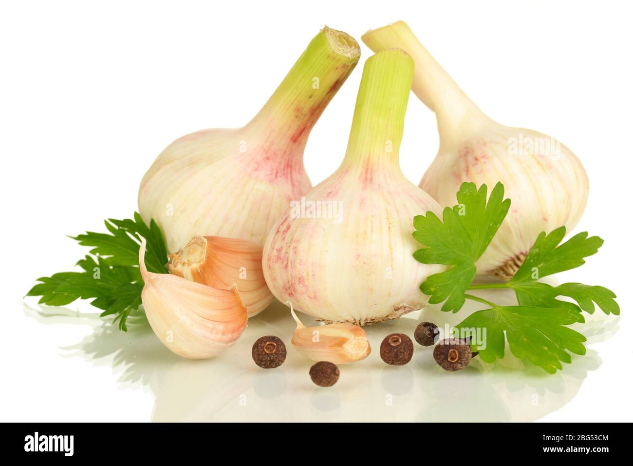 Garlic isolated on white Stock Photo - Alamy