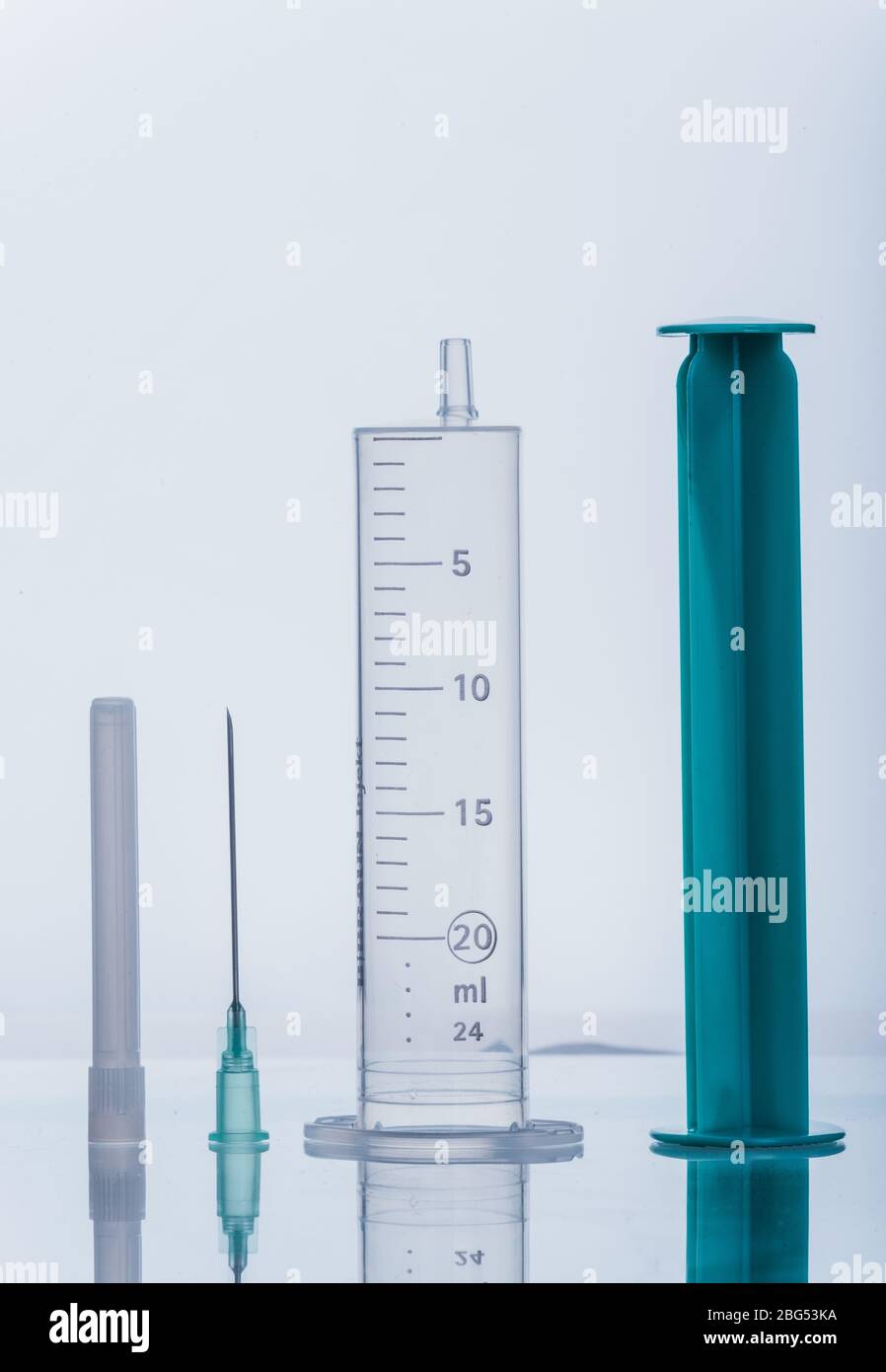 Medicine, Injection, vaccine and disposable syringe isolated, drug ...