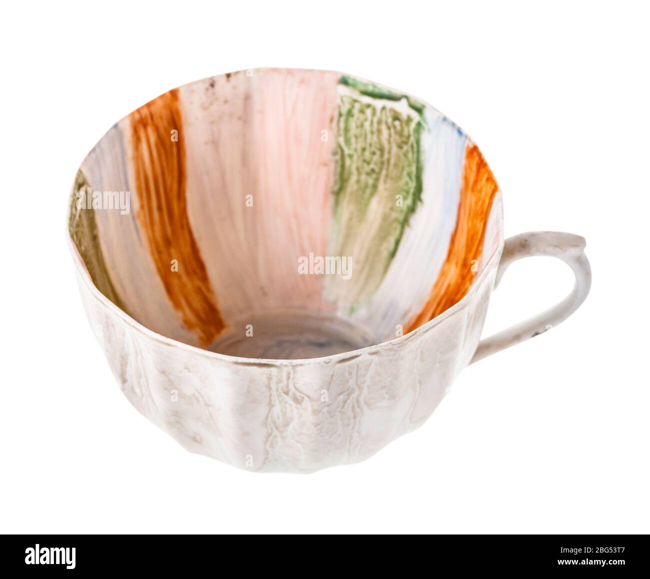 empty hand painted porcelain teacup isolated on white background Stock ...