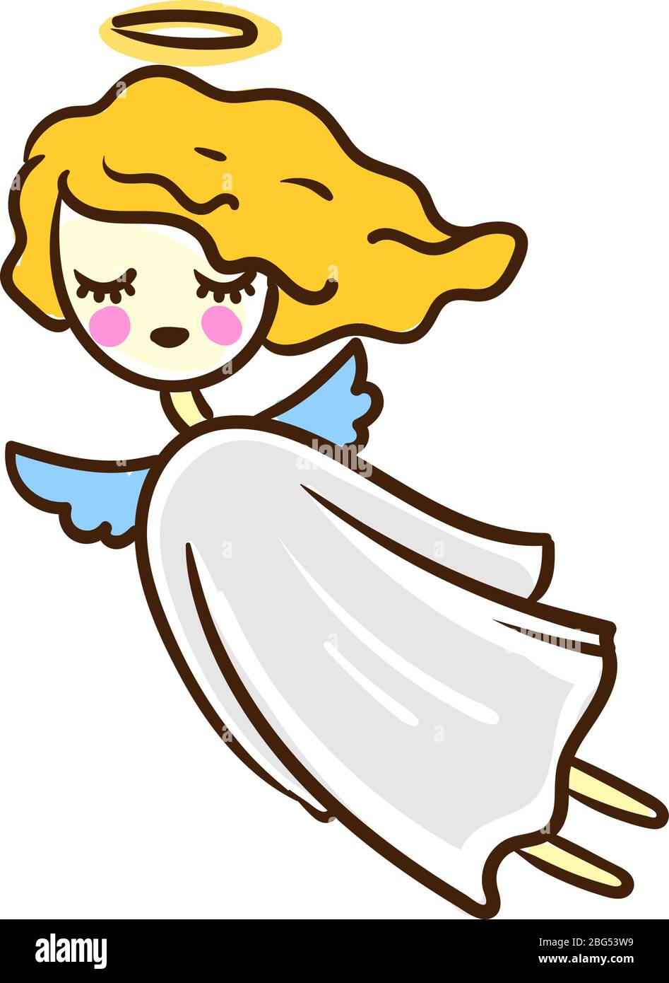 Flying angel, illustration, vector on white background Stock Vector ...