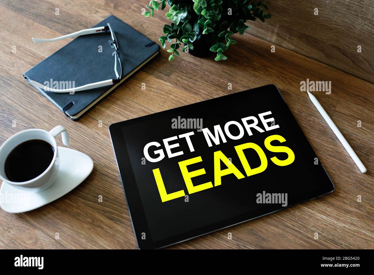 Get more leads banner. Digital marketing and sales increase concept on ...