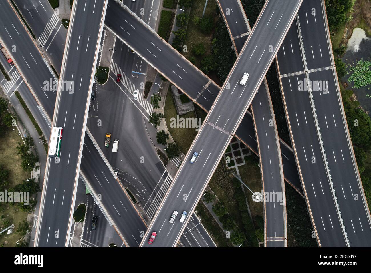 Aerial view of highway and overpass Stock Photo - Alamy