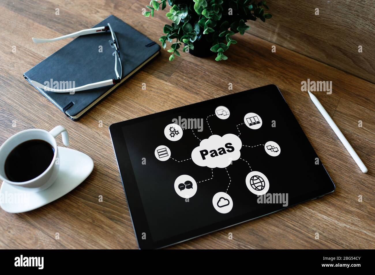 PaaS - Platform as a service. Technology and internet concept on screen ...