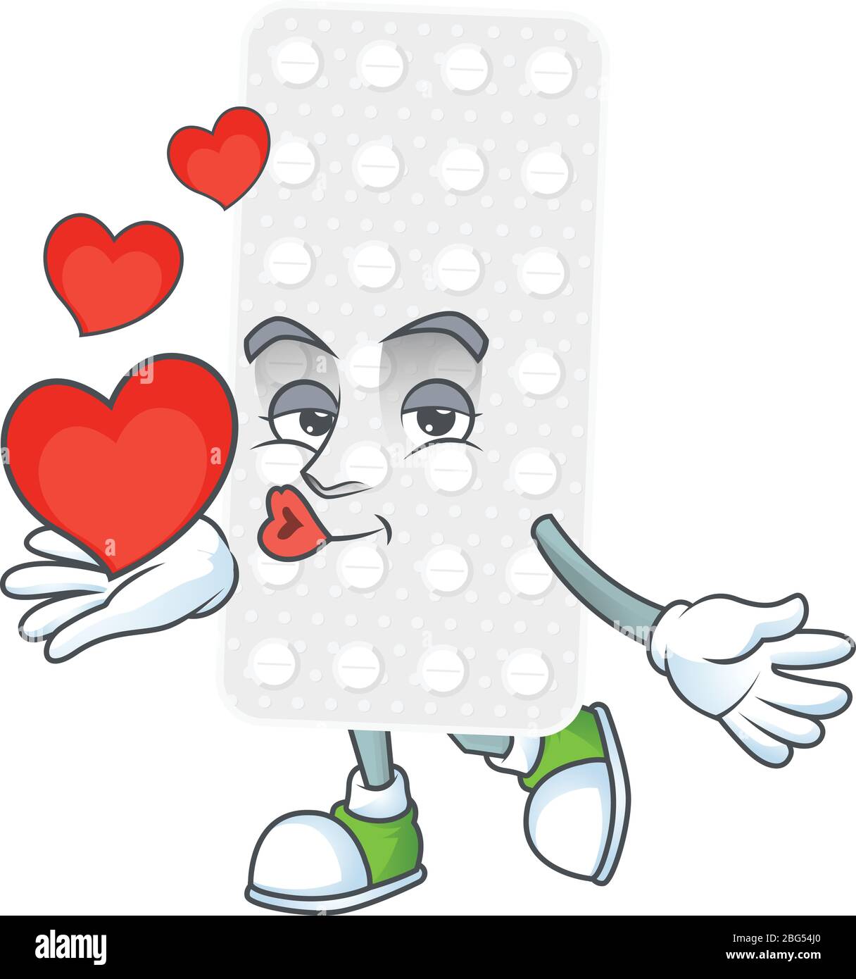 An adorable cartoon design of pills holding heart Stock Vector Image ...