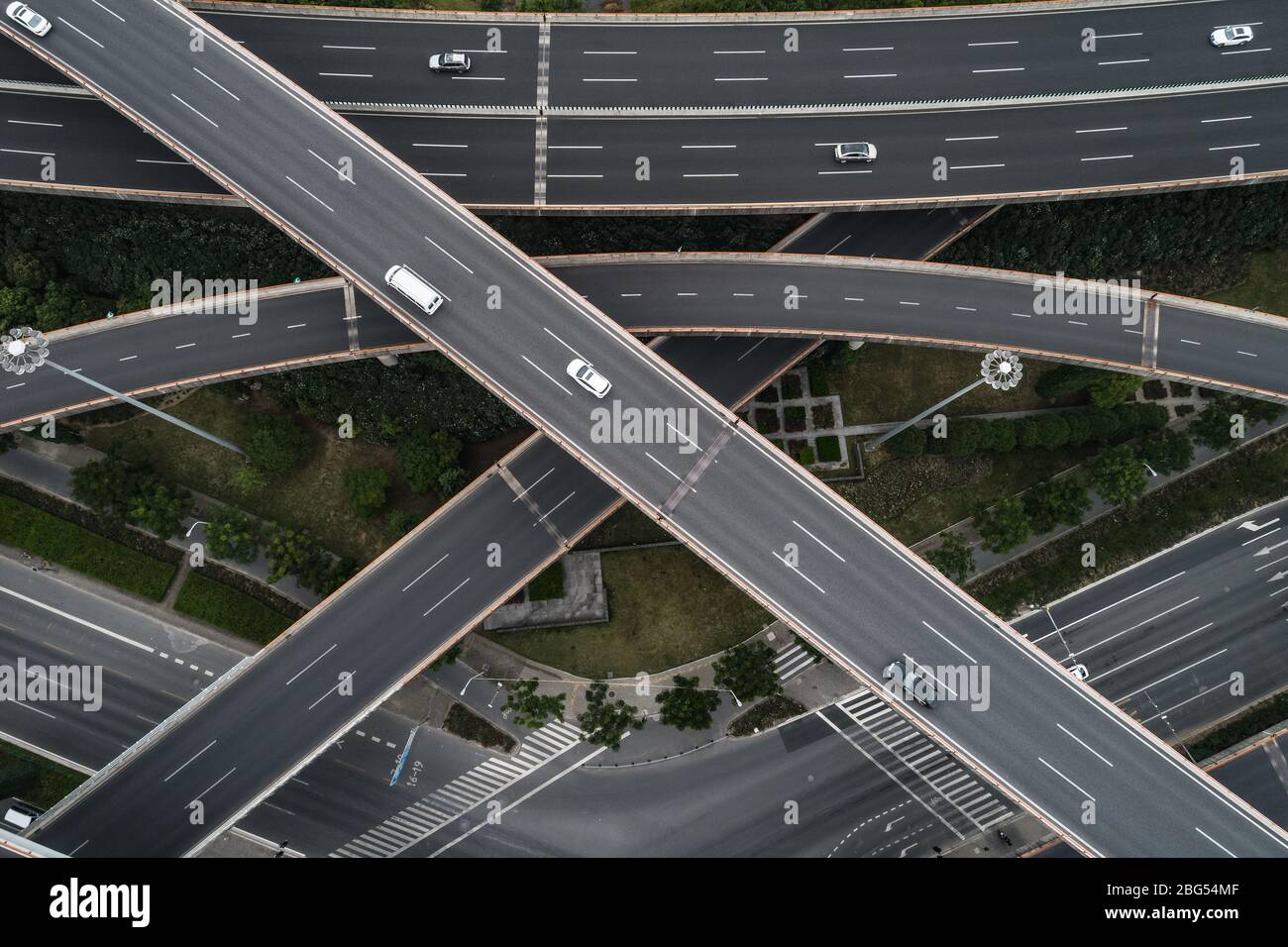 Aerial view of highway and overpass Stock Photo - Alamy