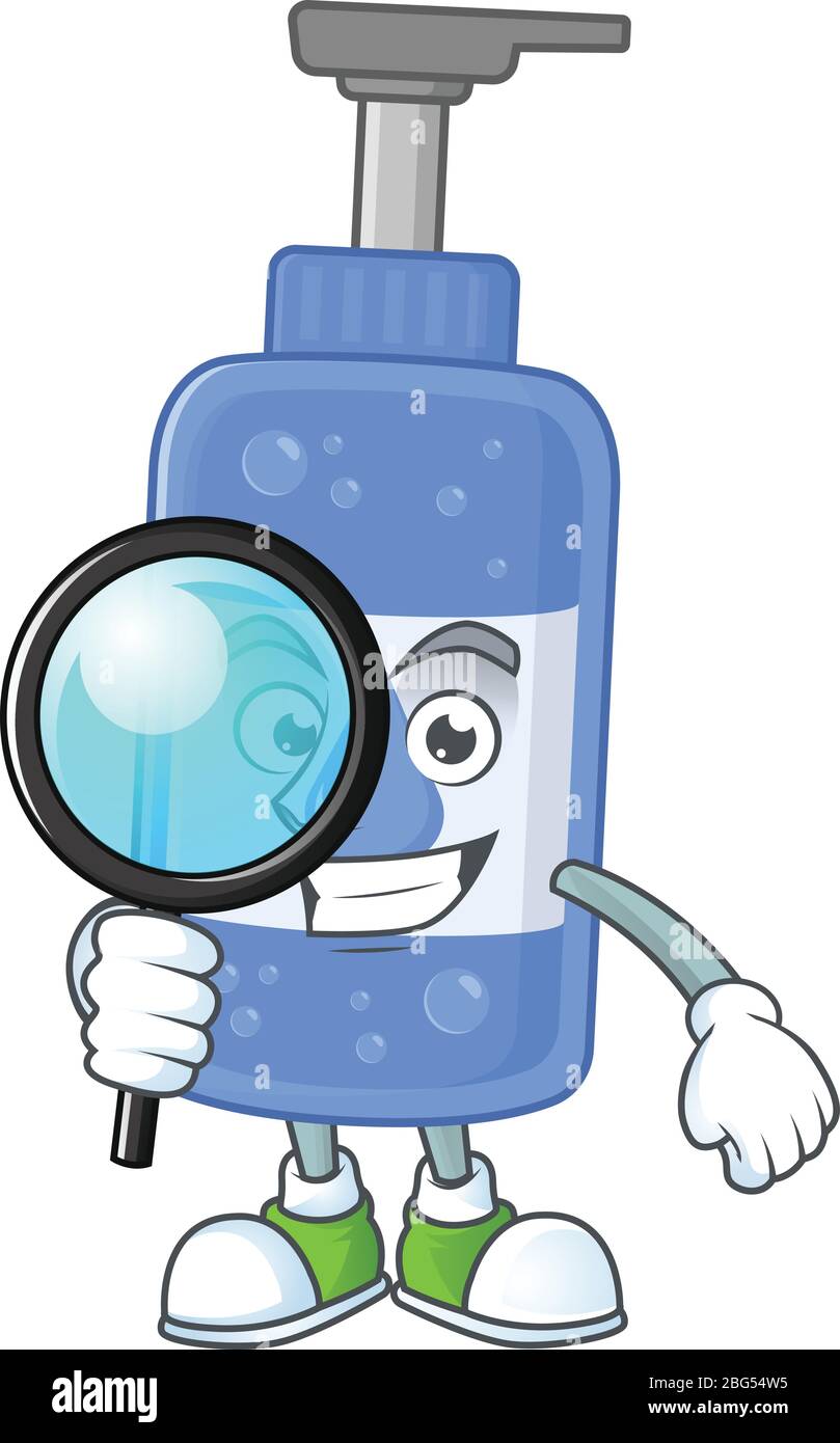 Smart Detective of handsanitizer cartoon character design concept Stock ...
