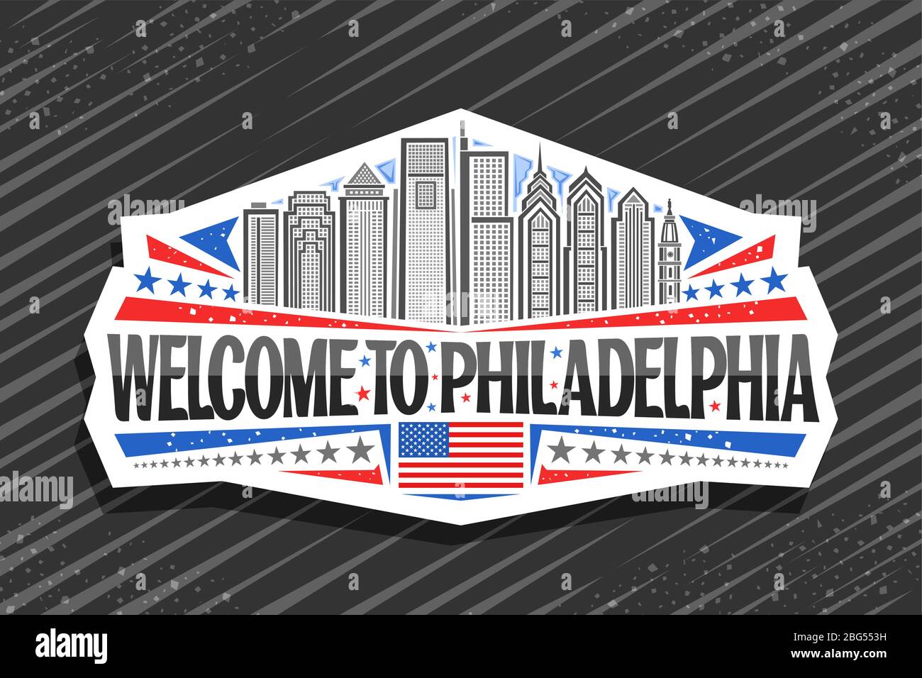 Vector logo for Philadelphia, white decorative badge with line ...