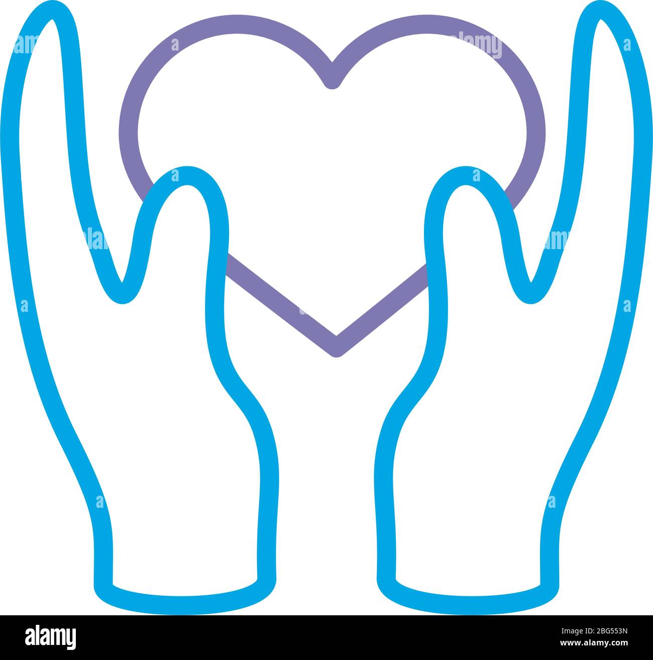 hands human lifting heart solidarity line style Stock Vector Image ...