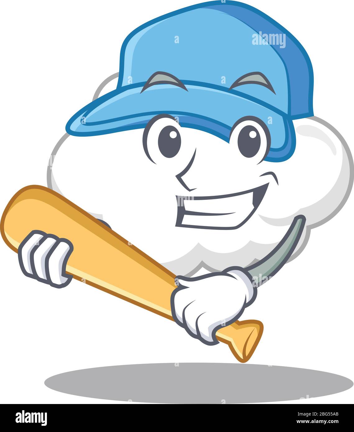Picture of white cloud cartoon character playing baseball Stock Vector ...