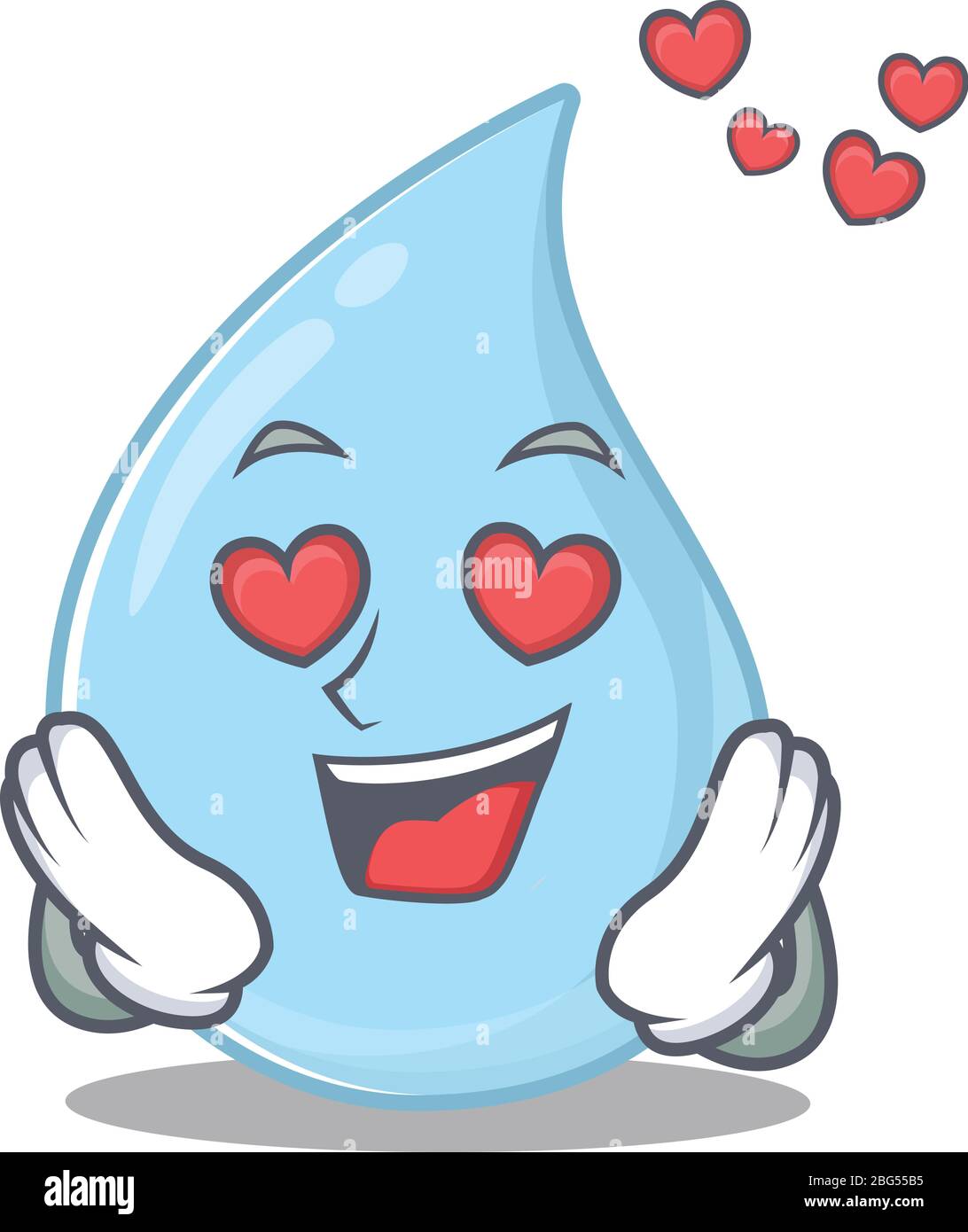Cute raindrop cartoon character has a falling in love face Stock Vector ...