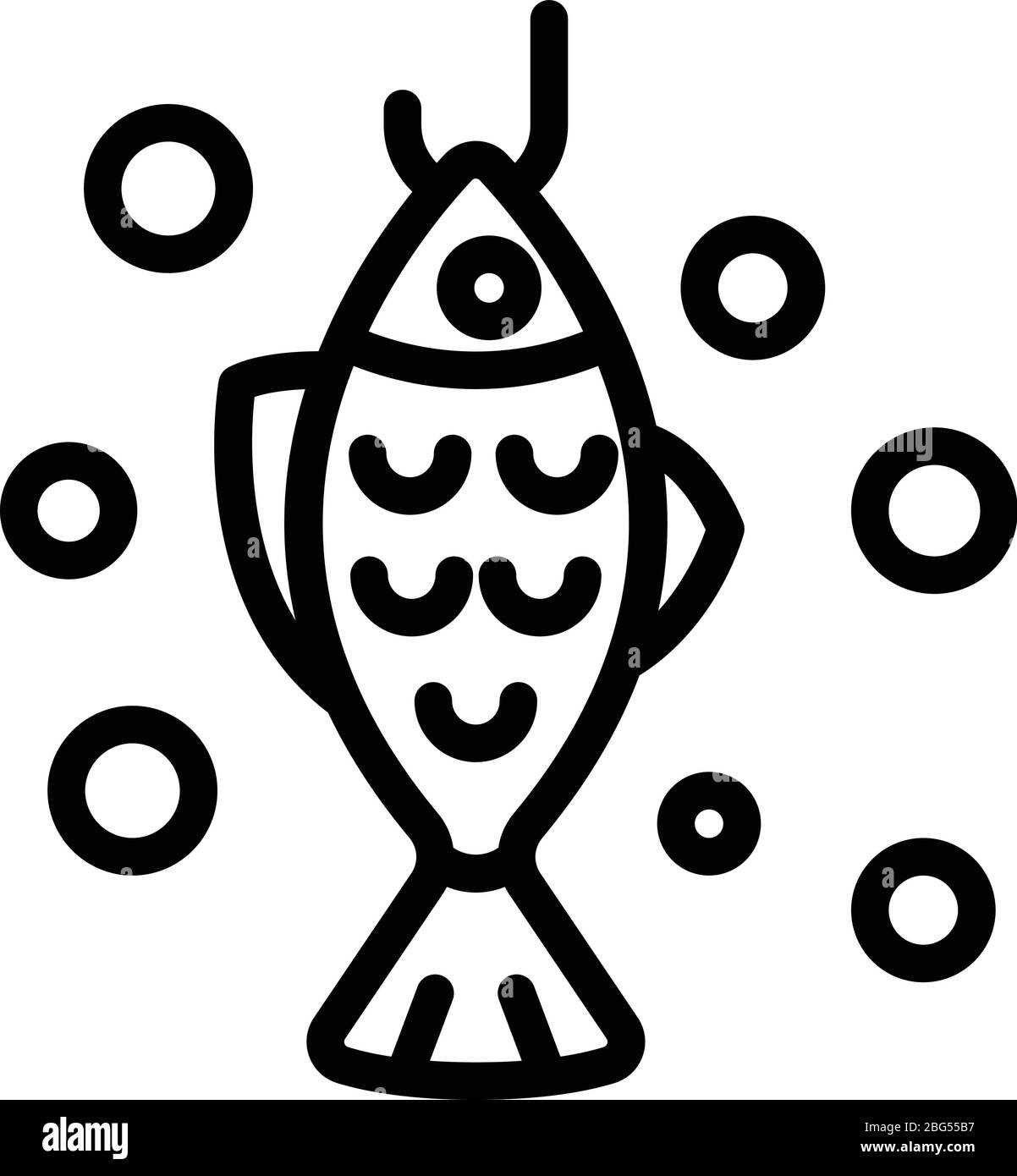 Catched fish icon, outline style Stock Vector Image & Art - Alamy