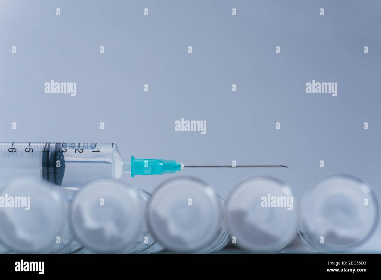 Medicine, Injection, vaccine and disposable syringe, drug concept ...