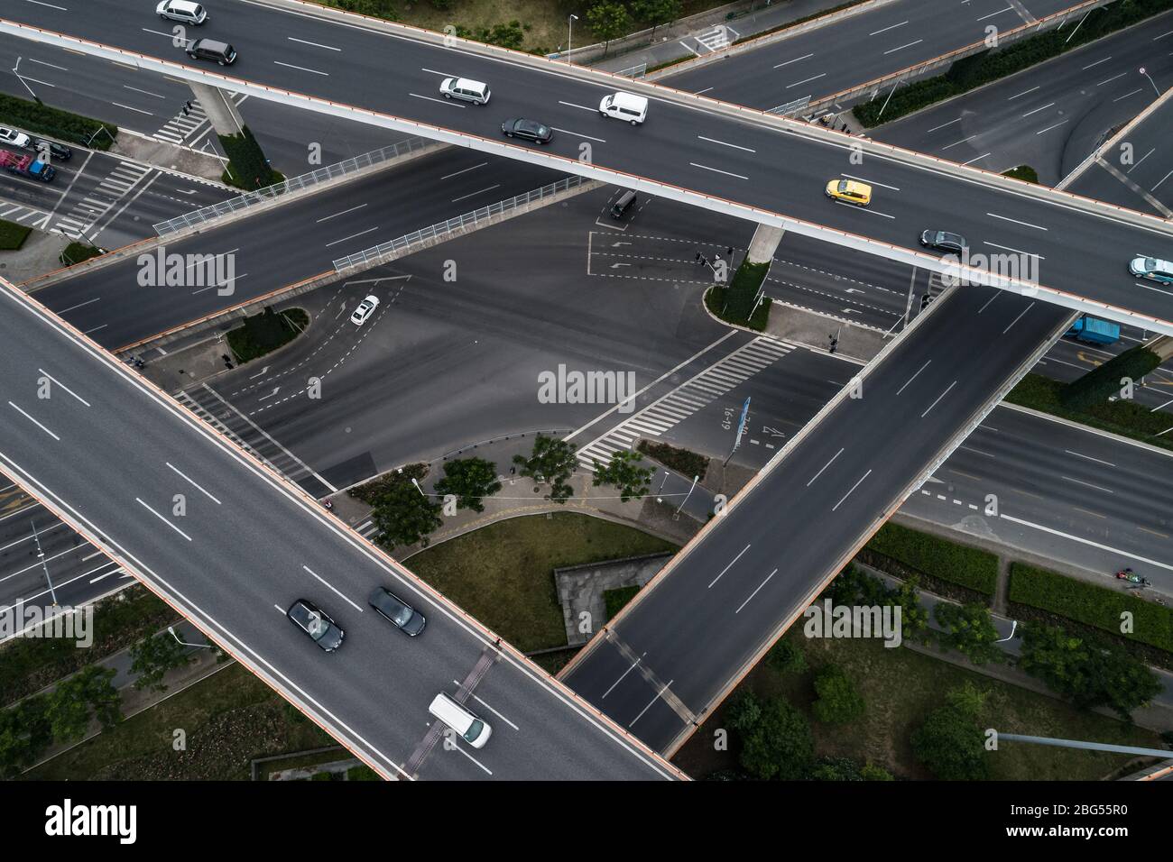 Aerial view of highway and overpass Stock Photo - Alamy