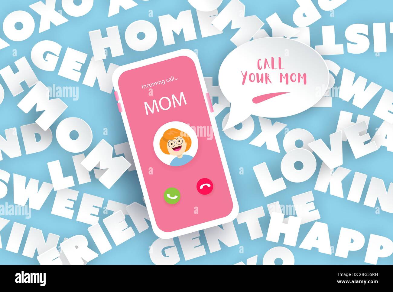 Child calling illustration Stock Vector Images - Alamy