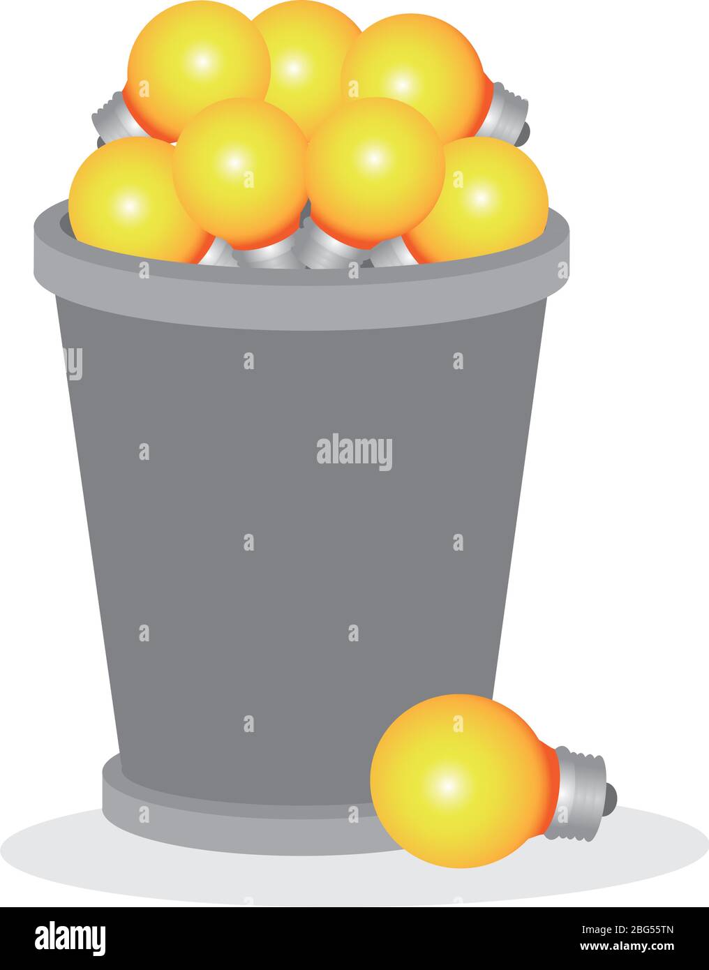 A trash bin of light bulbs. Concept of rejected idea or lack of ...