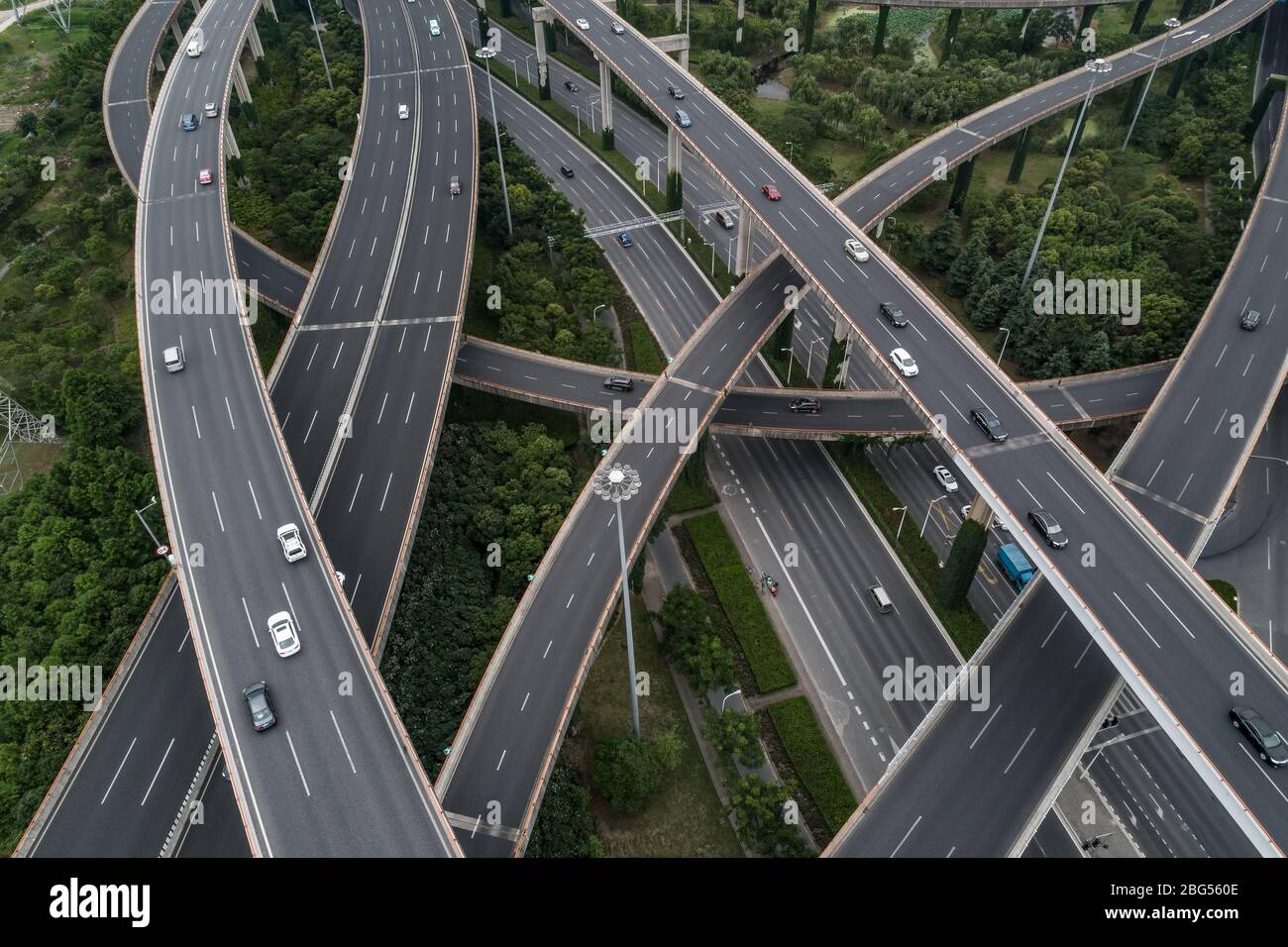 Aerial view of highway and overpass Stock Photo - Alamy