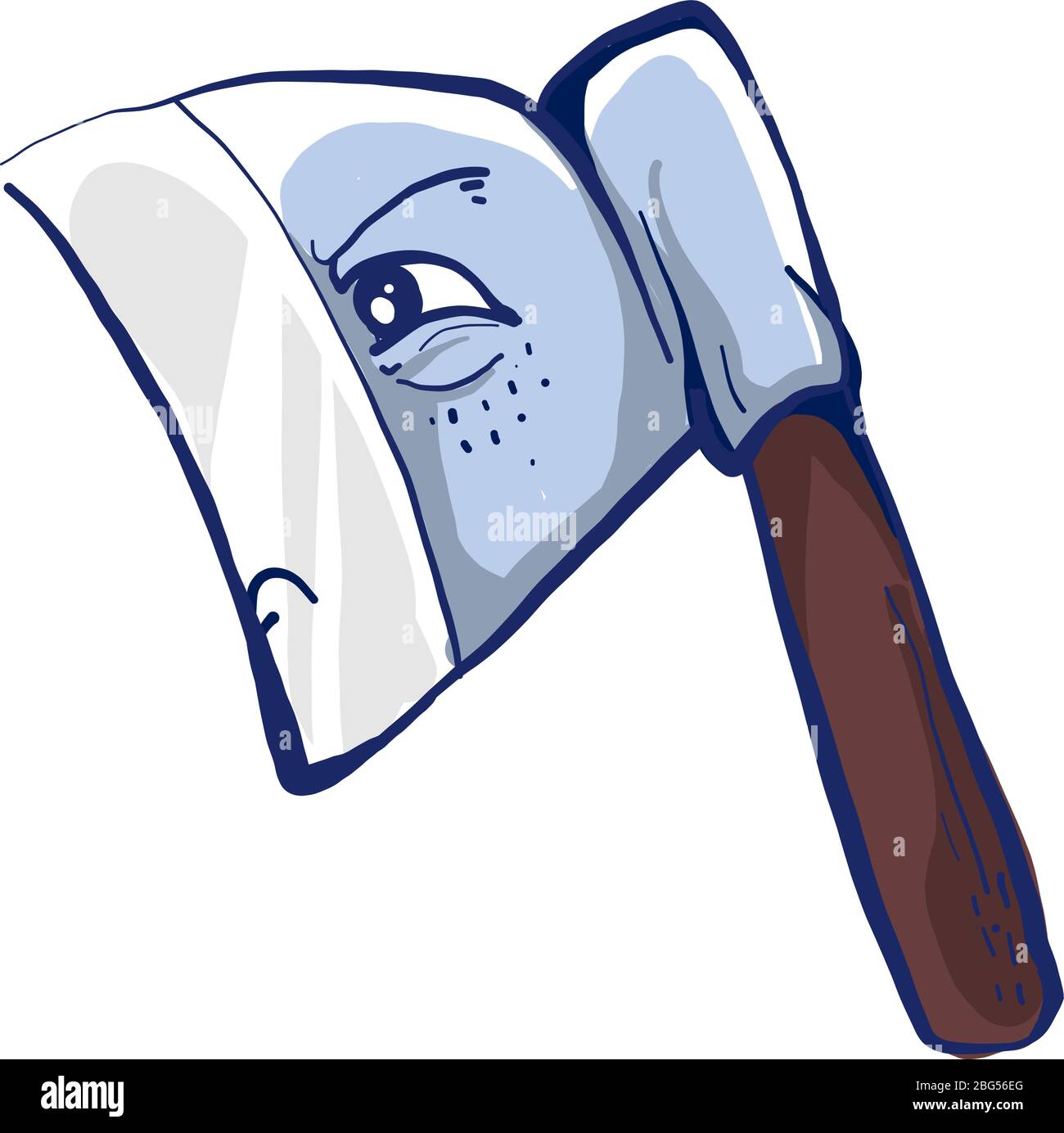Angry little ax, illustration, vector on white background Stock Vector ...